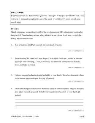 Assessment Model #1-Elementary Art Grade 5 | DOCX | Drawing and ...