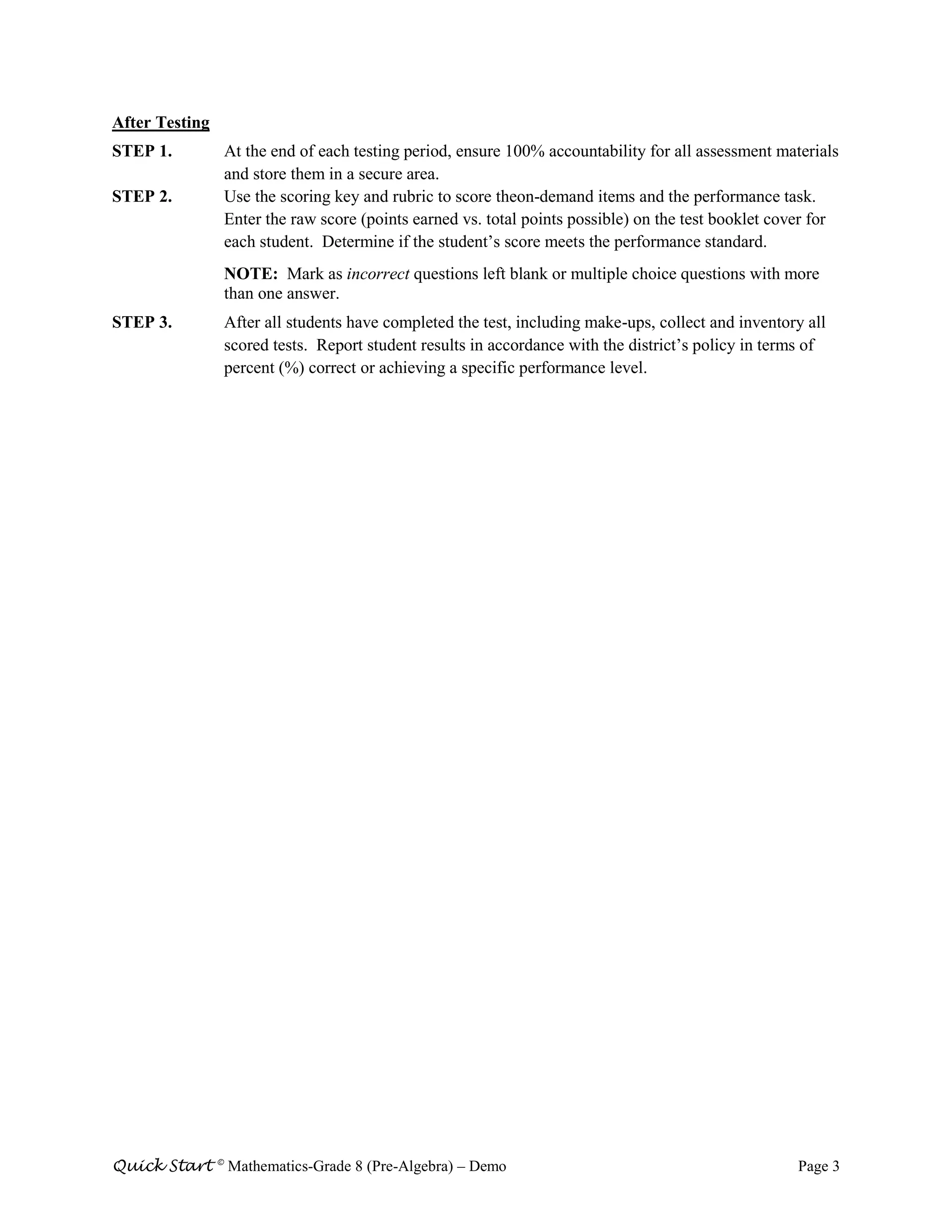 Assessment Model #2 Pre-Algebra Grade 8 | DOCX