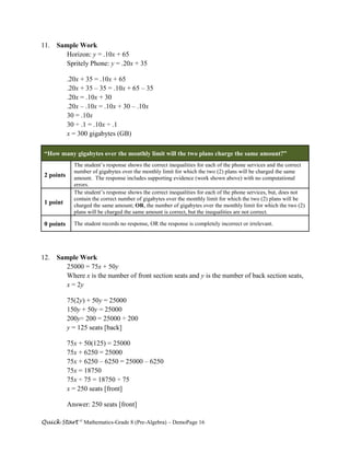 Assessment Model #2 Pre-Algebra Grade 8 | DOCX
