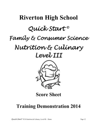 Assessment Model #3 Nutrition and Culinary, Level III High School | DOCX