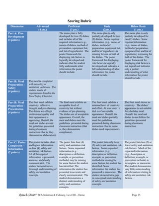 Assessment Model #3 Nutrition and Culinary, Level III High School | DOCX