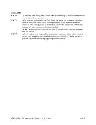 Assessment Model #3 Nutrition and Culinary, Level III High School | DOCX
