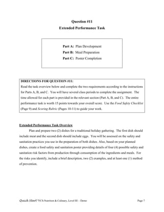 Assessment Model #3 Nutrition and Culinary, Level III High School | DOCX