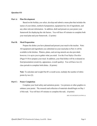Assessment Model #3 Nutrition and Culinary, Level III High School | DOCX