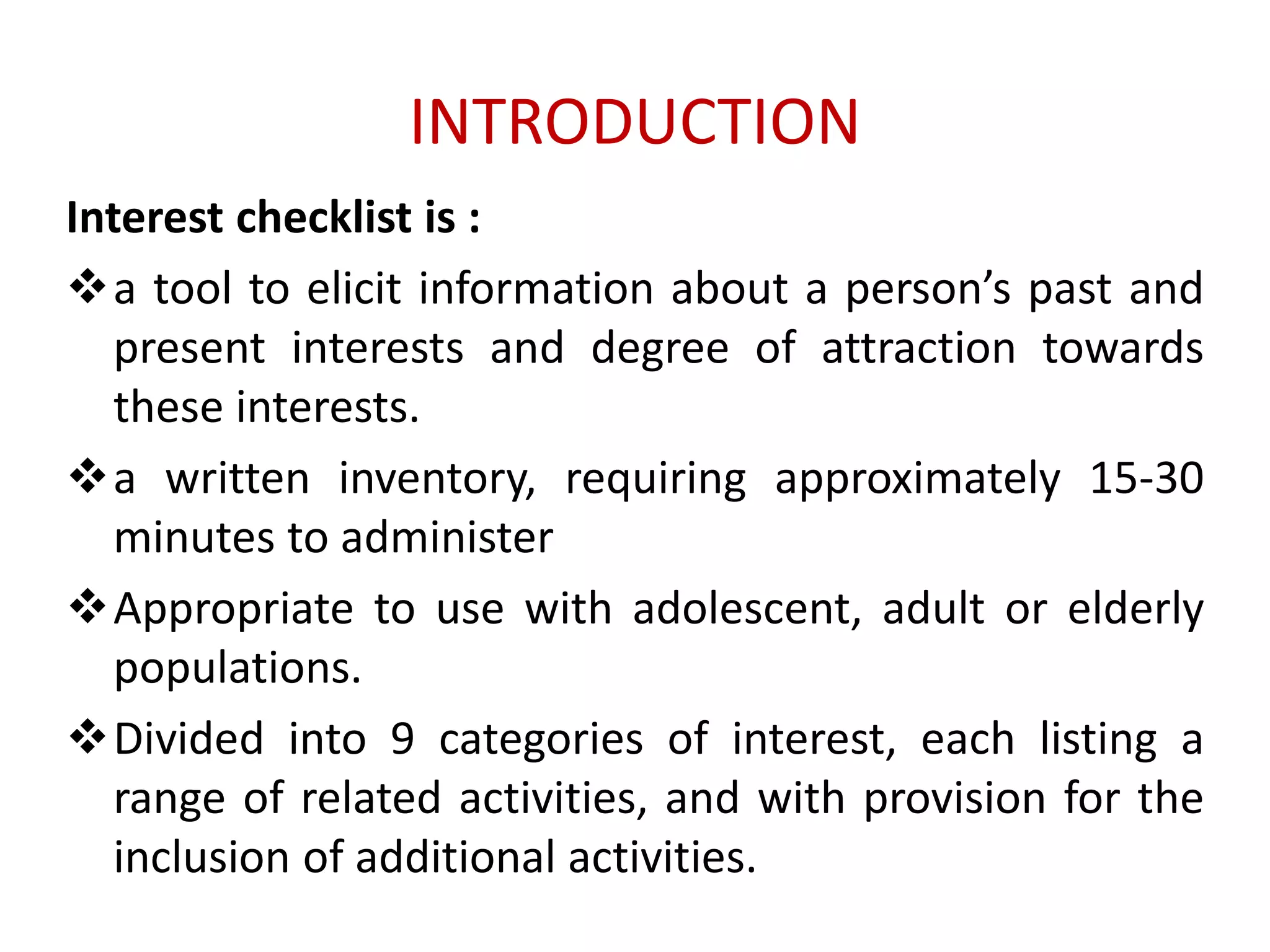 Interest Checklist | PPTX