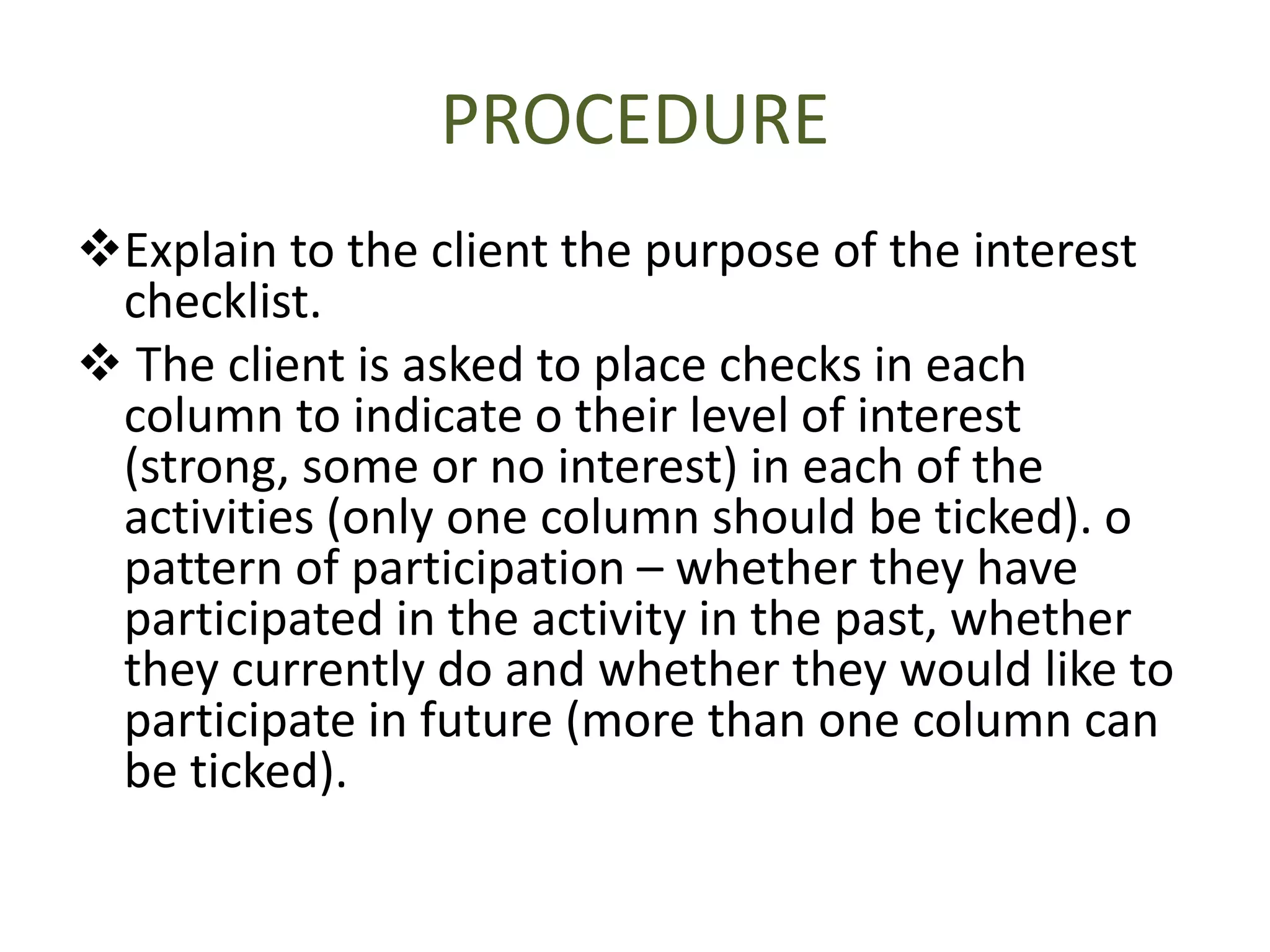 Interest Checklist | PPTX