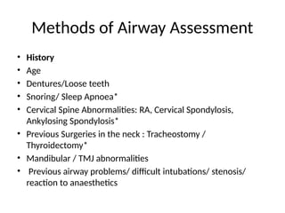 Assessment of Airway in Anesthesia and Management | PPTX