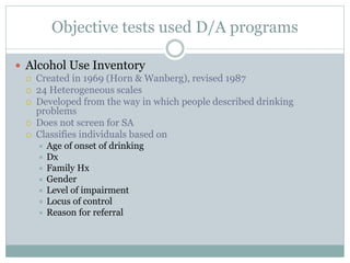 Assessment of alcohol and drug use | PPTX
