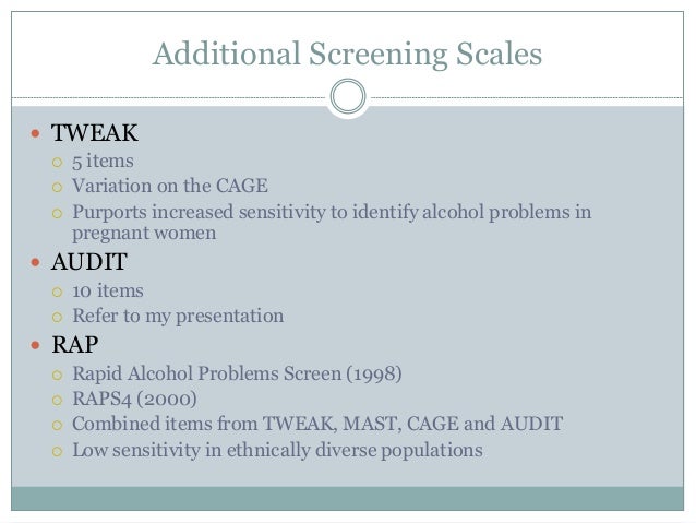 Assessment of alcohol and drug use