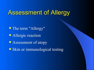 Assessment Of Allergy | PPT