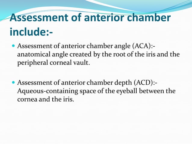 Assessment of anterior chamber | PPTX | Eye and Vision Conditions ...