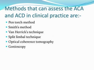 Assessment of anterior chamber | PPTX