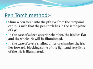 Assessment of anterior chamber | PPTX