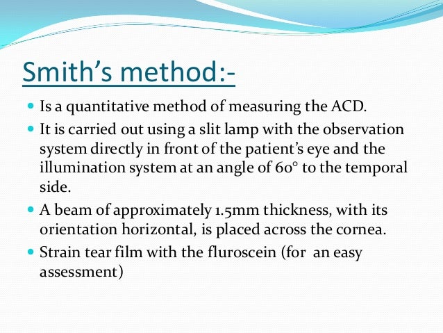 Assessment of anterior chamber