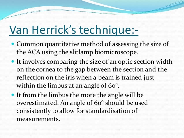 Assessment of anterior chamber