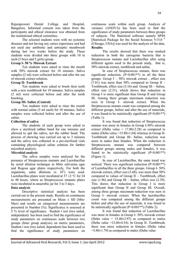 Assessment of antimicrobial effect of Miswak | PDF