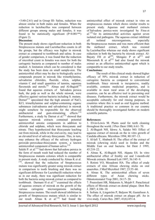 Assessment of antimicrobial effect of Miswak | PDF