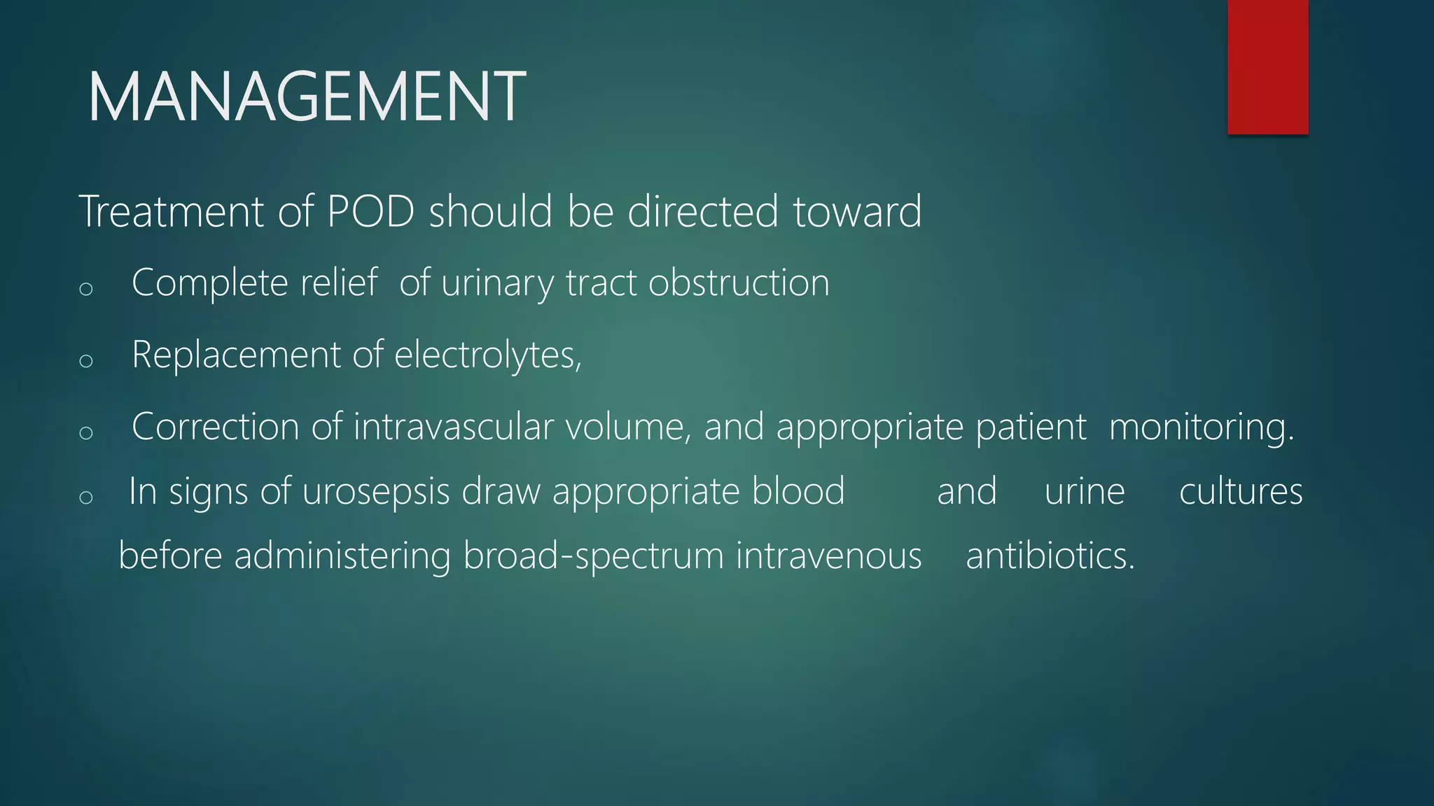 Assessment of anuria & management of post obstructive diuresis | PPT