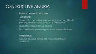 Assessment of anuria & management of post obstructive diuresis | PPT