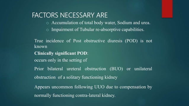Assessment of anuria & management of post obstructive diuresis | PPT