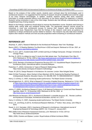Assessment Of Architectural Research Domains Among Students In Master ...