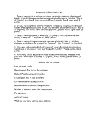 Assessment of Asthma Toolkit | DOC