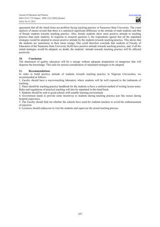 Assessment of attitude of education students towards teaching practice ...