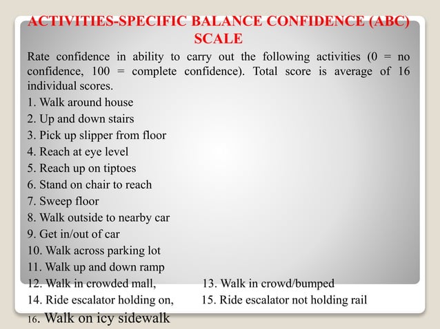 Assessment of balance | PPTX | Physical Therapy | Wellness