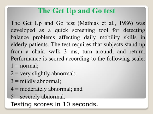Assessment of balance | PPTX | Physical Therapy | Wellness