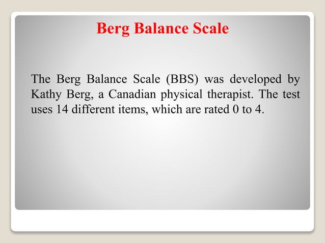 Assessment of balance | PPTX | Physical Therapy | Wellness