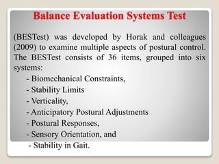 Assessment of balance | PPTX | Physical Therapy | Wellness