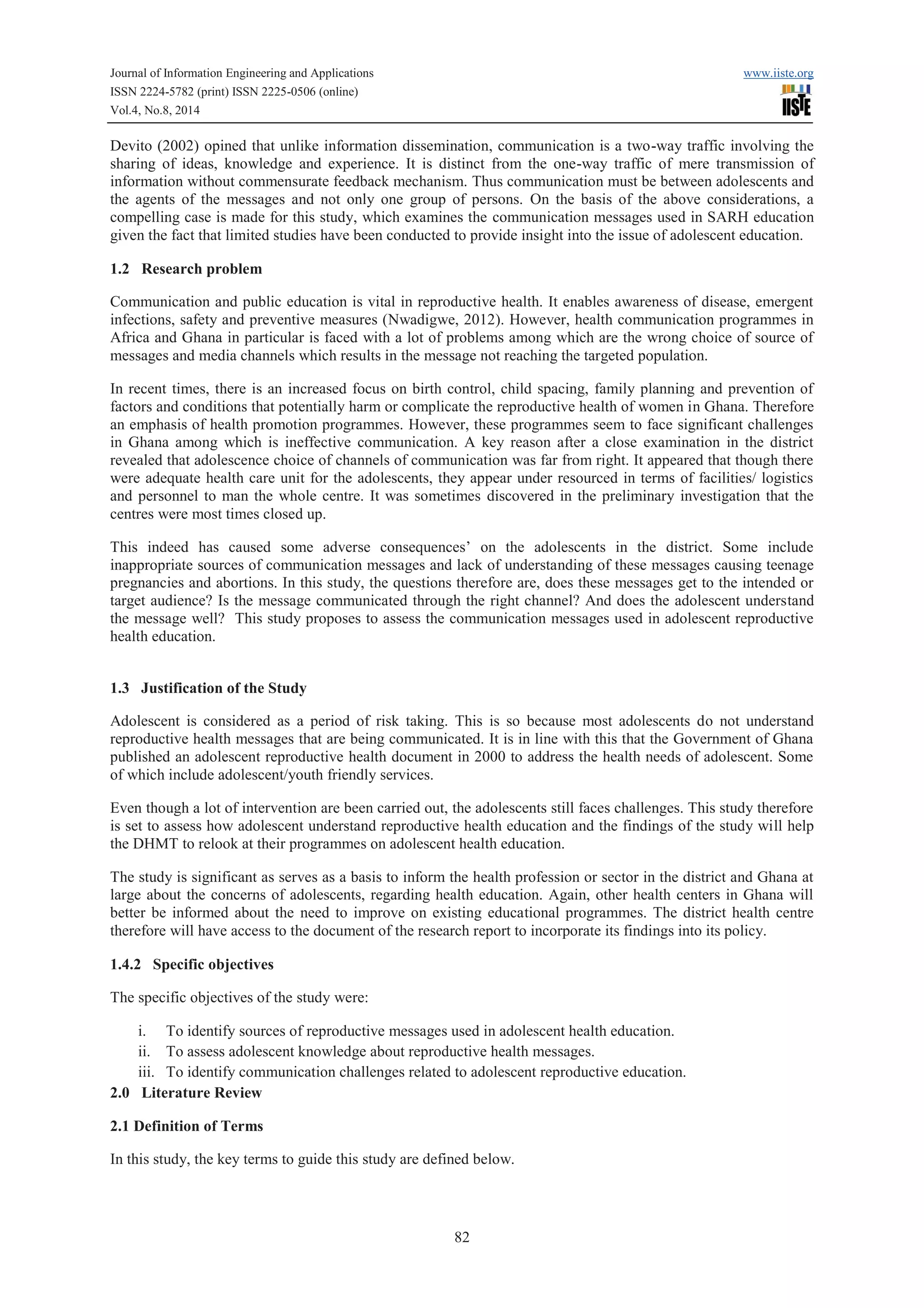 Assessment of communication messages used in adolescent | PDF