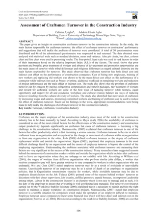 Assessment of craftsmen turnover in the construction industry | PDF