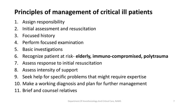 Assessment of critically ill patients | PPTX