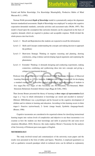 ASSESSMENT OF CRITICAL THINKING AMONG THE GRADUATE STUDENTS THROUGH PAST EXAM PAPERS | PDF