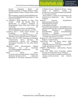 Assessment Of Dermatoglyphics Multiple Intelligence Test (DMIT) Reports ...