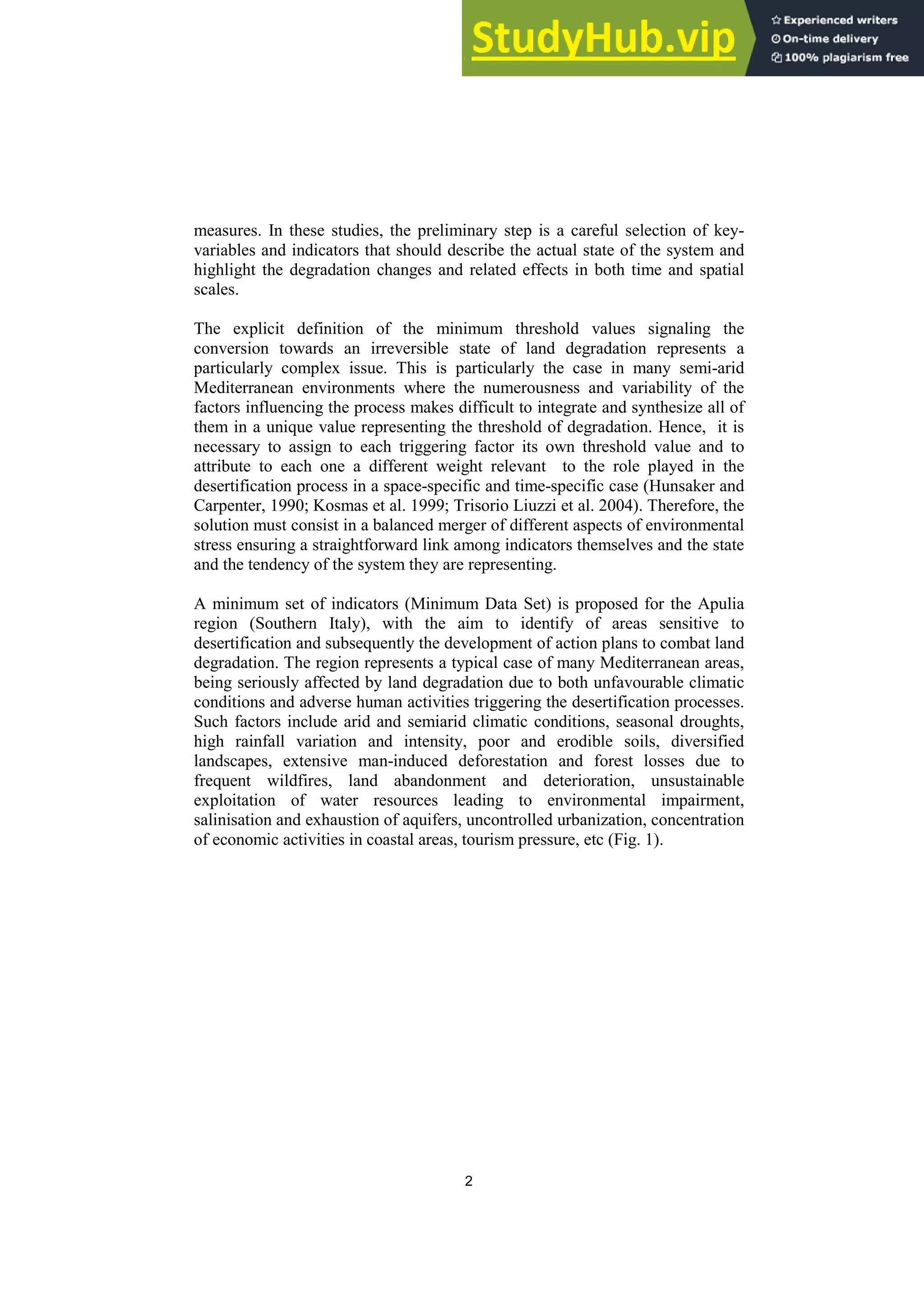 Assessment Of Desertification In Semi-Arid Mediterranean Environments The Case Study Of Apulia ...