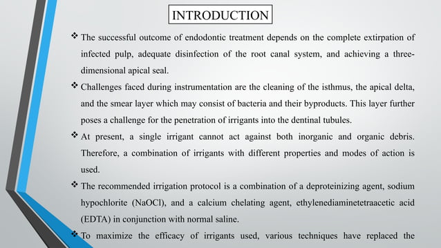 Assessment of different irrigation techniques on the penetration.pptx | Oral care | Personal Care