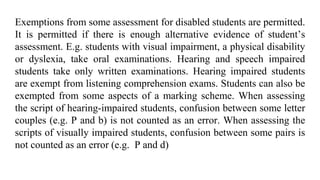 Assessment of diverse, learners,exemption, concessions, adaptation ...