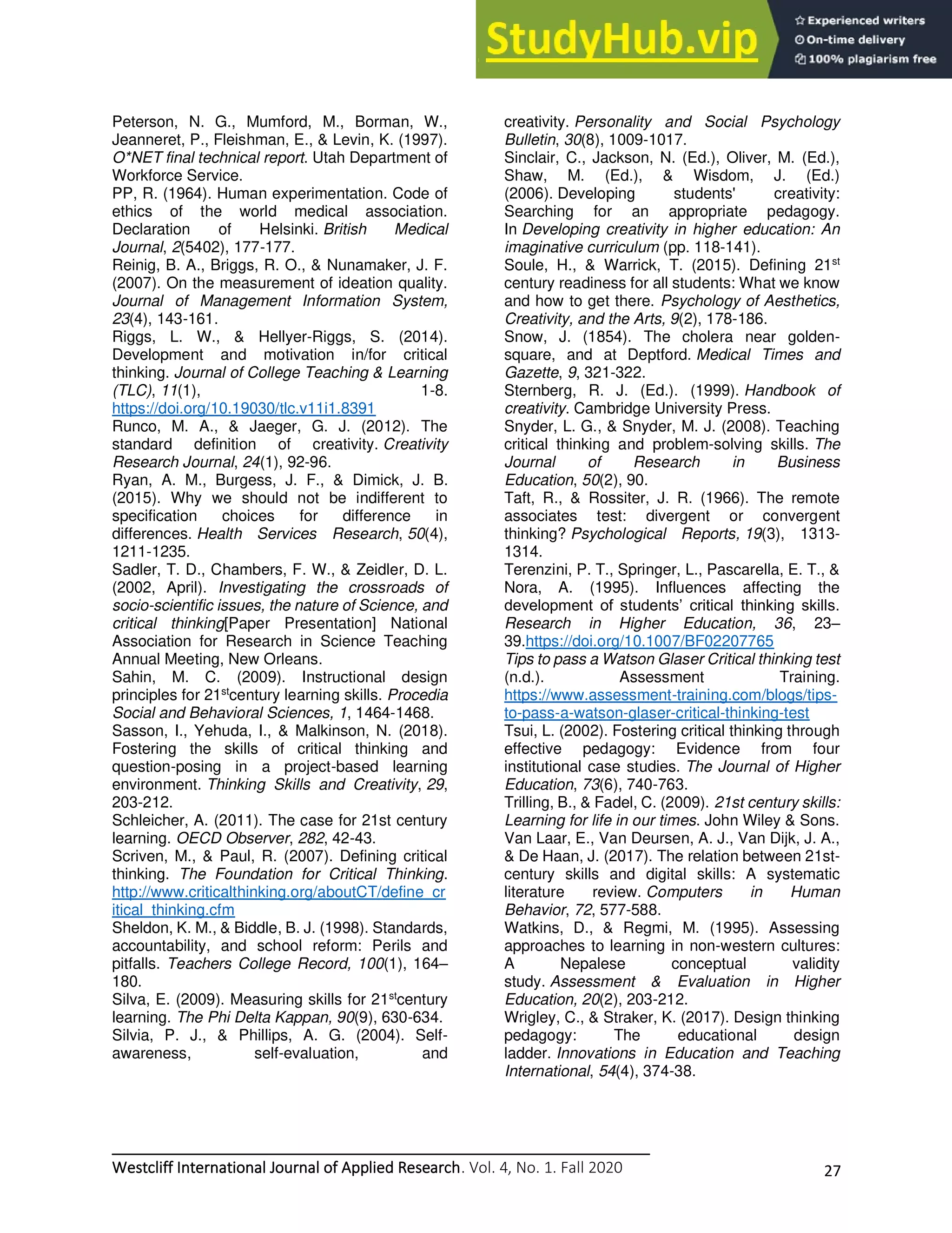 Assessment Of Efficacy Of Lab-Based Learning In Enhancing Critical Thinking And Creative ...
