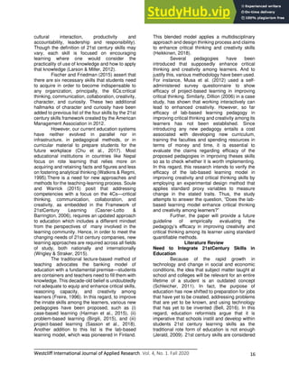 Assessment Of Efficacy Of Lab-Based Learning In Enhancing Critical Thinking And Creative ...