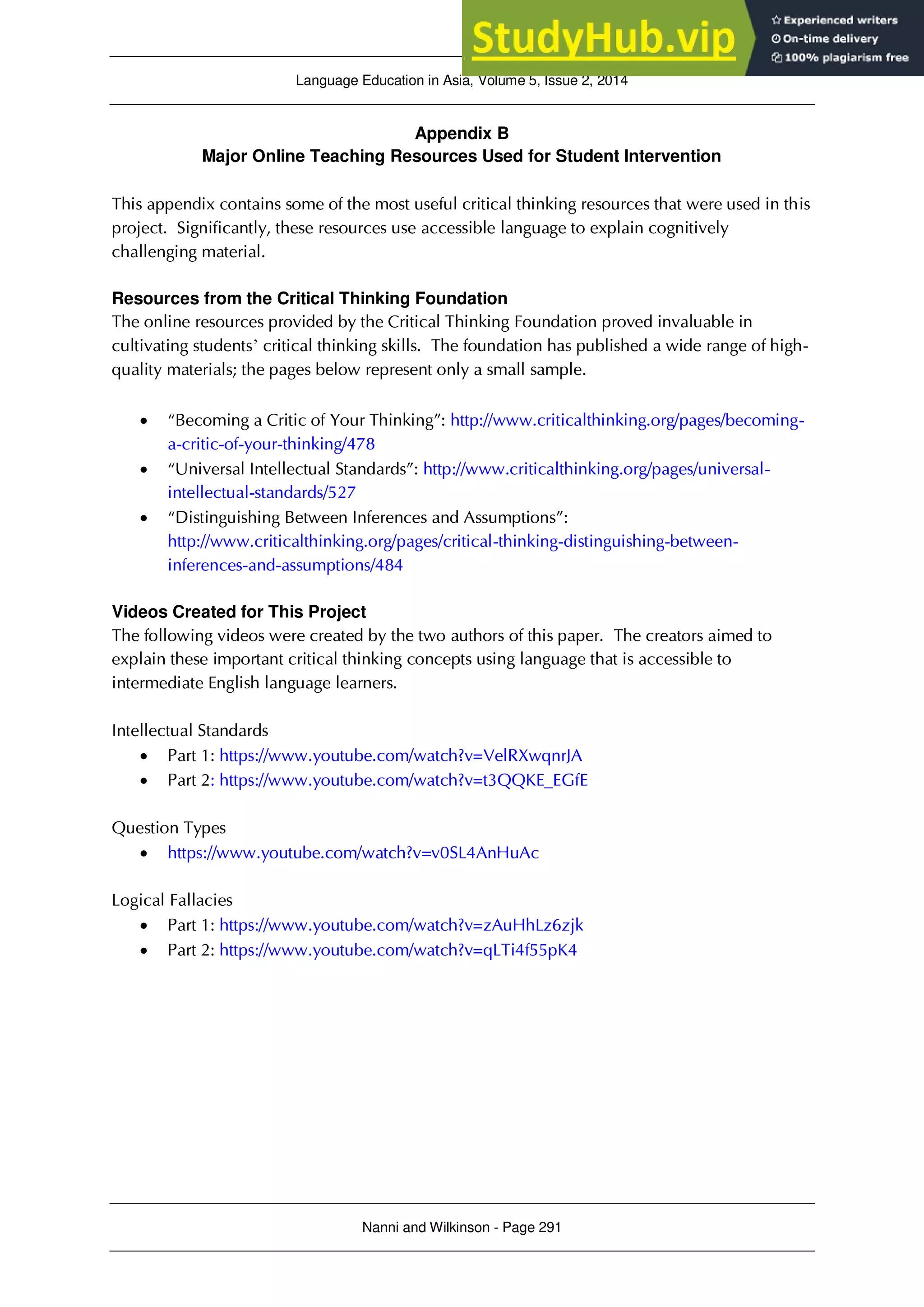 Assessment Of ELLs Critical Thinking Using The Holistic Critical ...