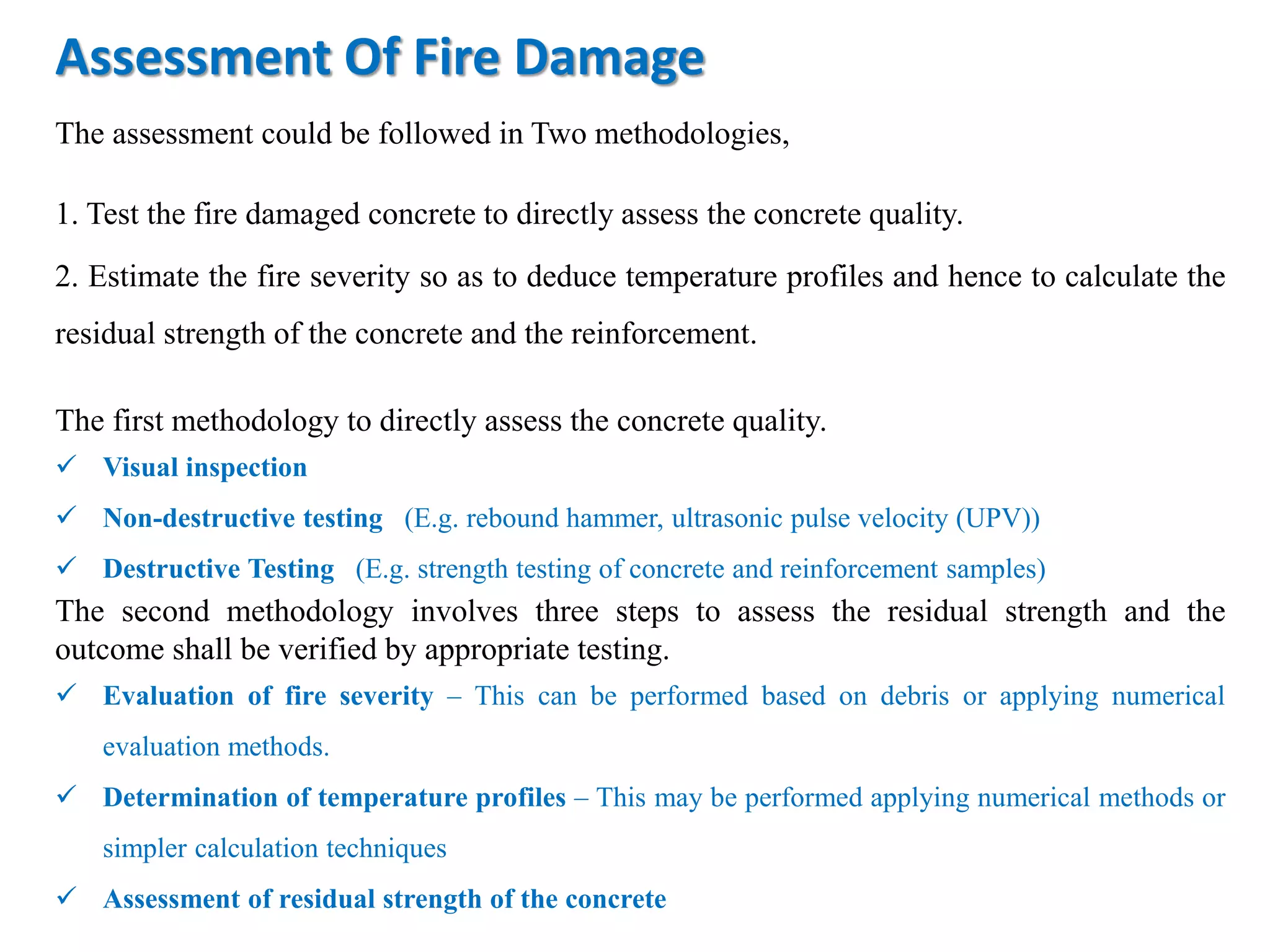 Assessment of fire damage and structural rectification process. | PDF