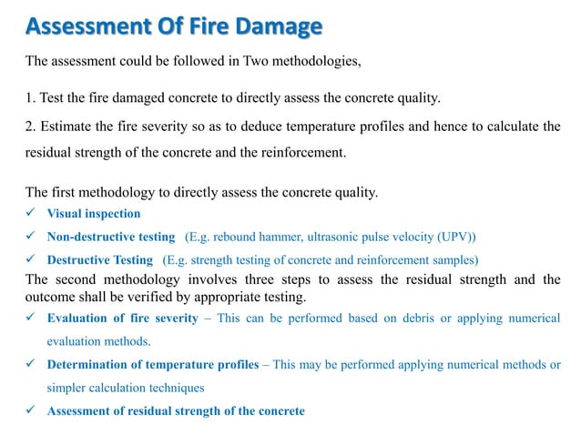 Assessment of fire damage and structural rectification process. | PDF ...