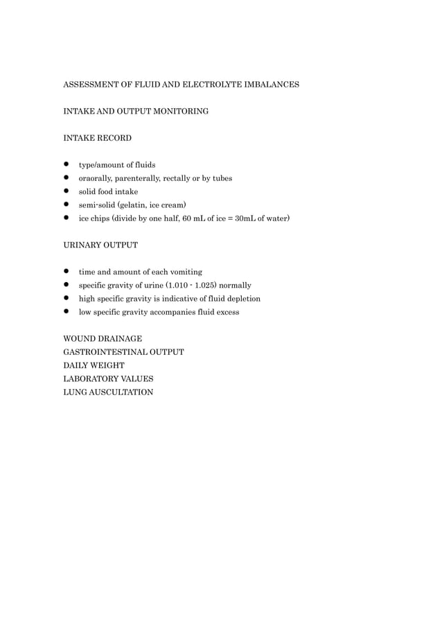 Assessment of fluid and electrolyte imbalances | DOC