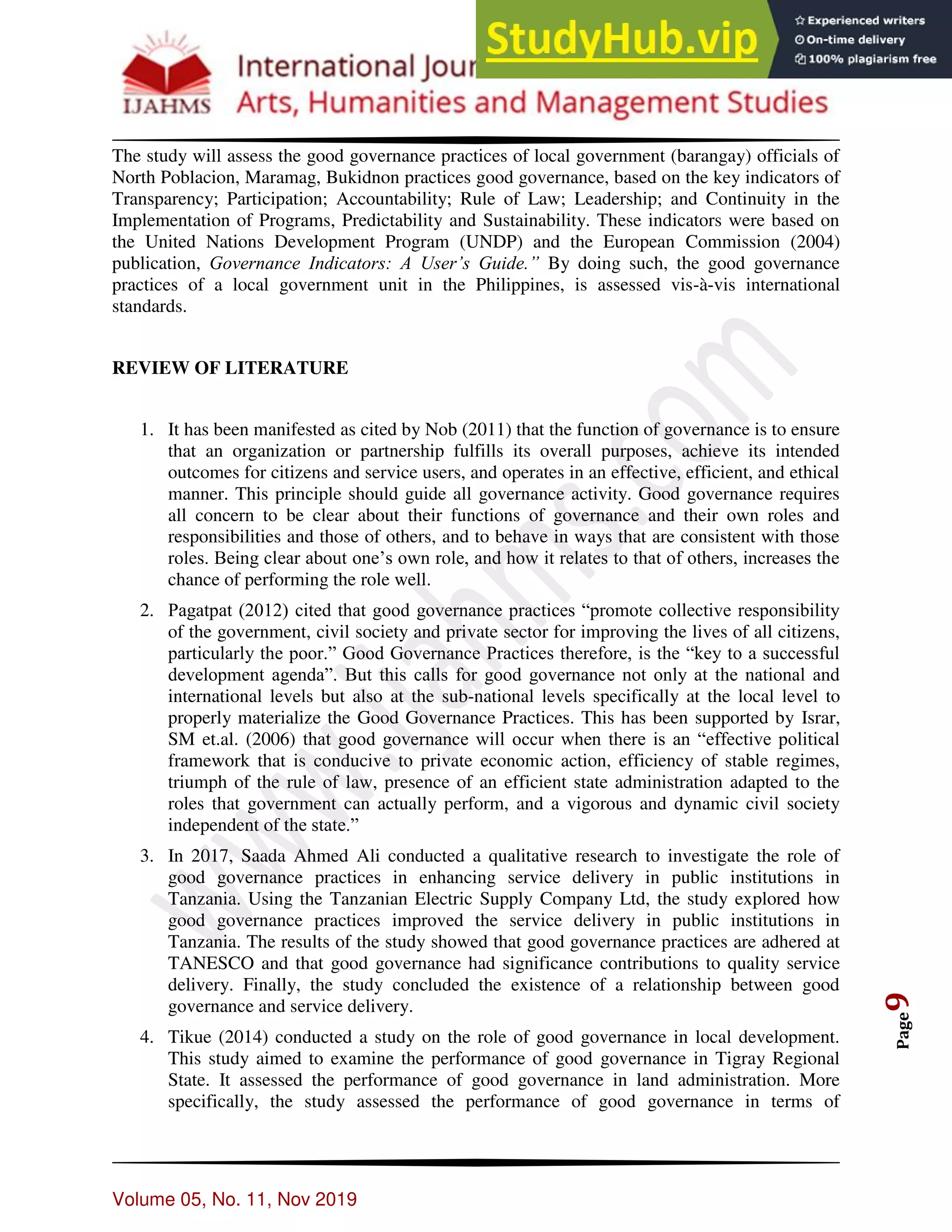 Assessment Of Good Governance Practices In Southern Philippines | PDF