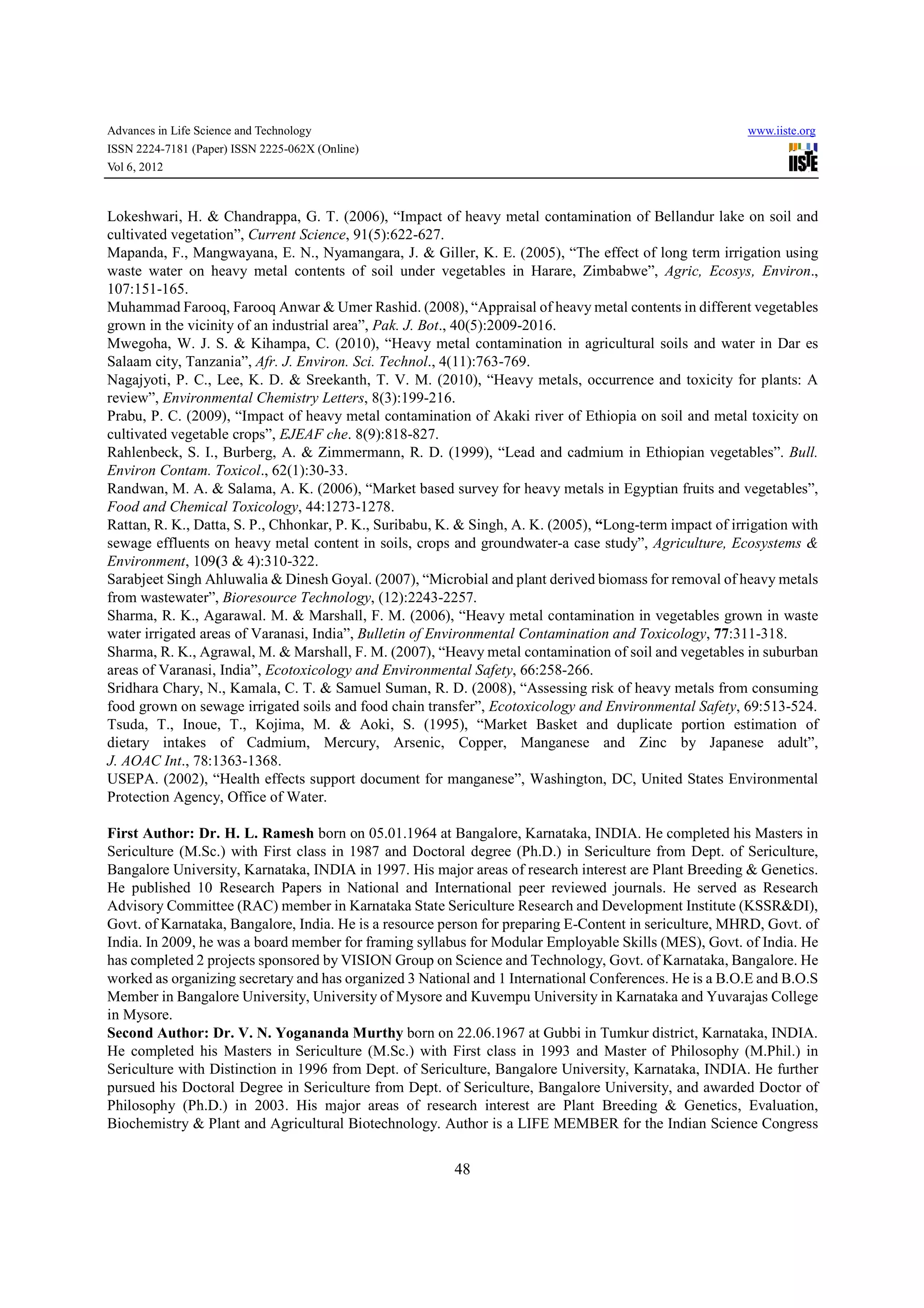 Assessment of heavy metal contamination in green leafy | PDF