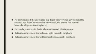 Assessment of heterophoria presentation for optometry | PPTX