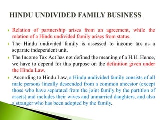Assessment of hindu undivided family business | PPT