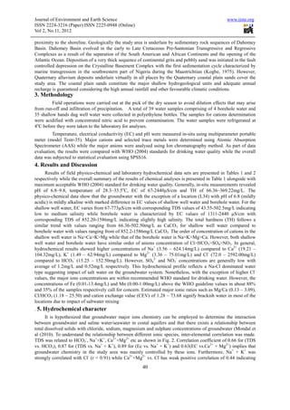 Assessment of impact of climatic change on groundwater quality around igbokoda coastal area ...